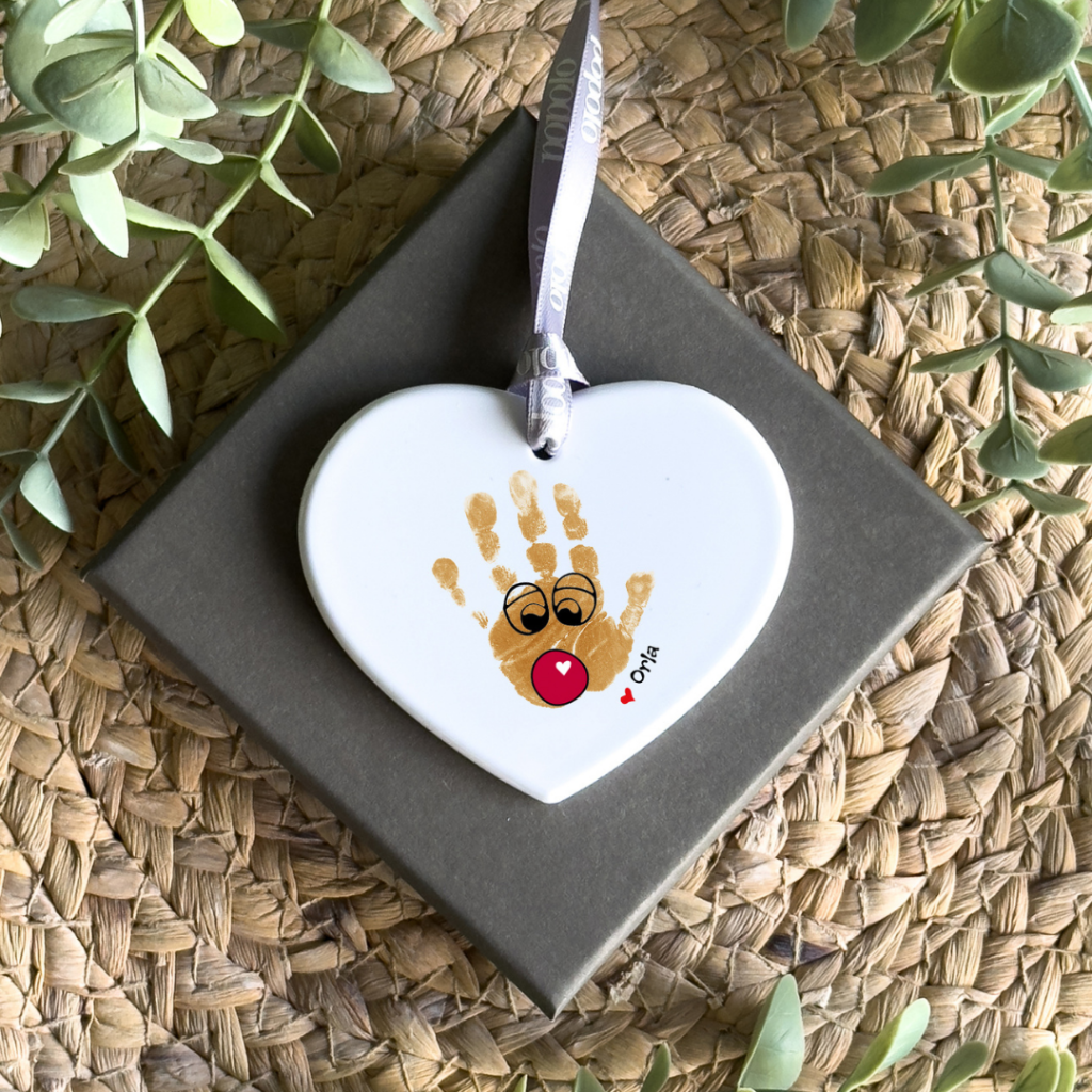 Rudolph Hand Print Heart Decoration | Popolo Ceramico