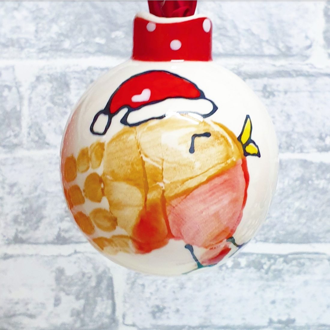 Robin Handprint Bauble | Popolo Ceramico