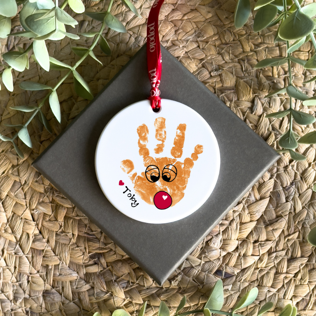 Rudolph Hand Print Round Decoration | Popolo Ceramico